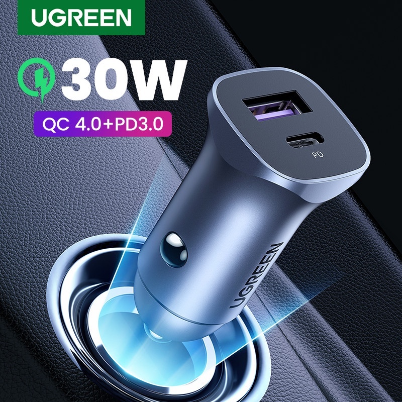 Ugreen Head Adapter Saver Car Charger Cas Car Plugin 30W USB A+Type C ...
