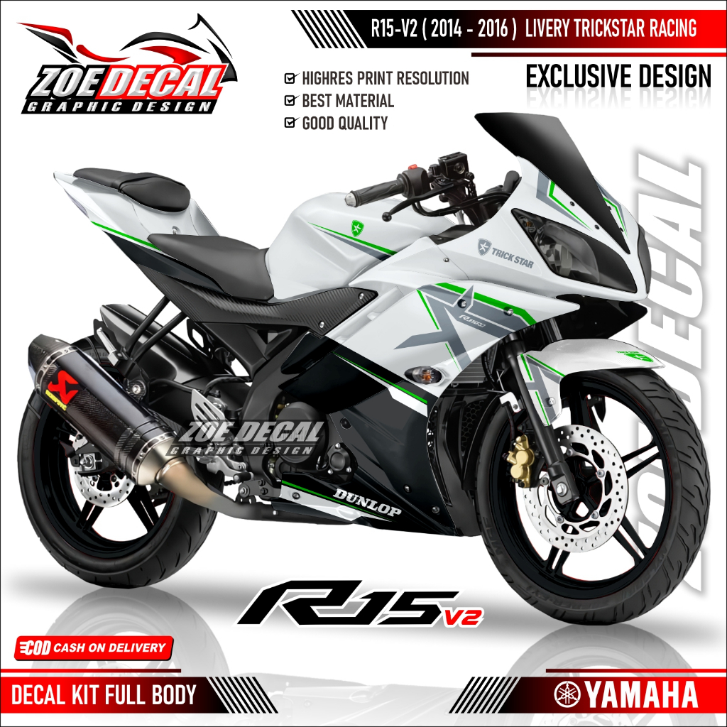 Latest Full Body Decal Yamaha r15 v2 Livery TRICKSTAR RACING | Shopee ...