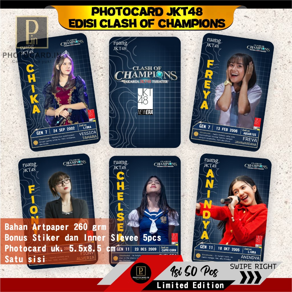 Photocard JKT48 Clach Of Champions Edition Contents 50pcs (Free Sticker ...