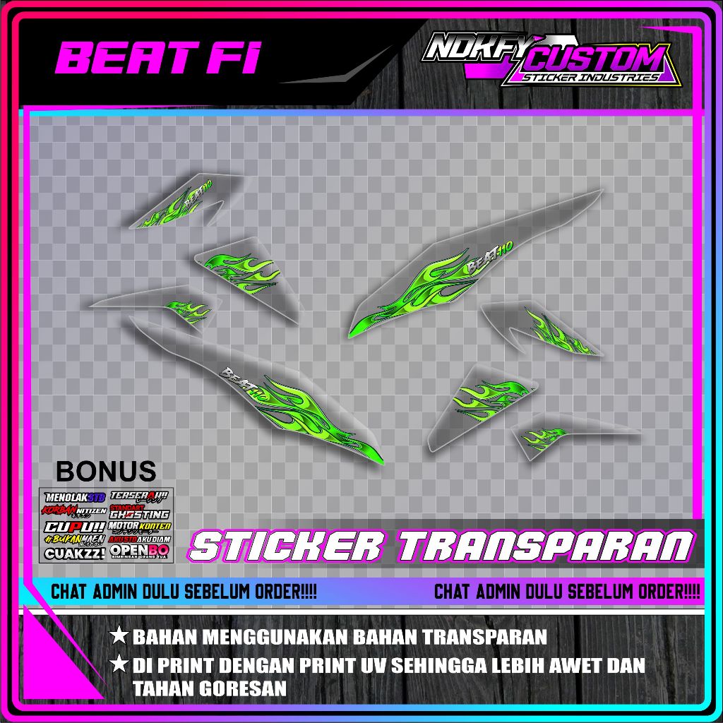 Simple UV CLEAR TRANSPARENT STRIPING HONDA BEAT FI OLD API LIVERY SS R ...
