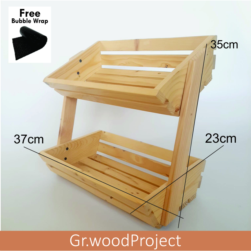KAYU Fruit Rack| Potato Onion Rack | Spice Rack | Wooden Shelf | Shopee ...