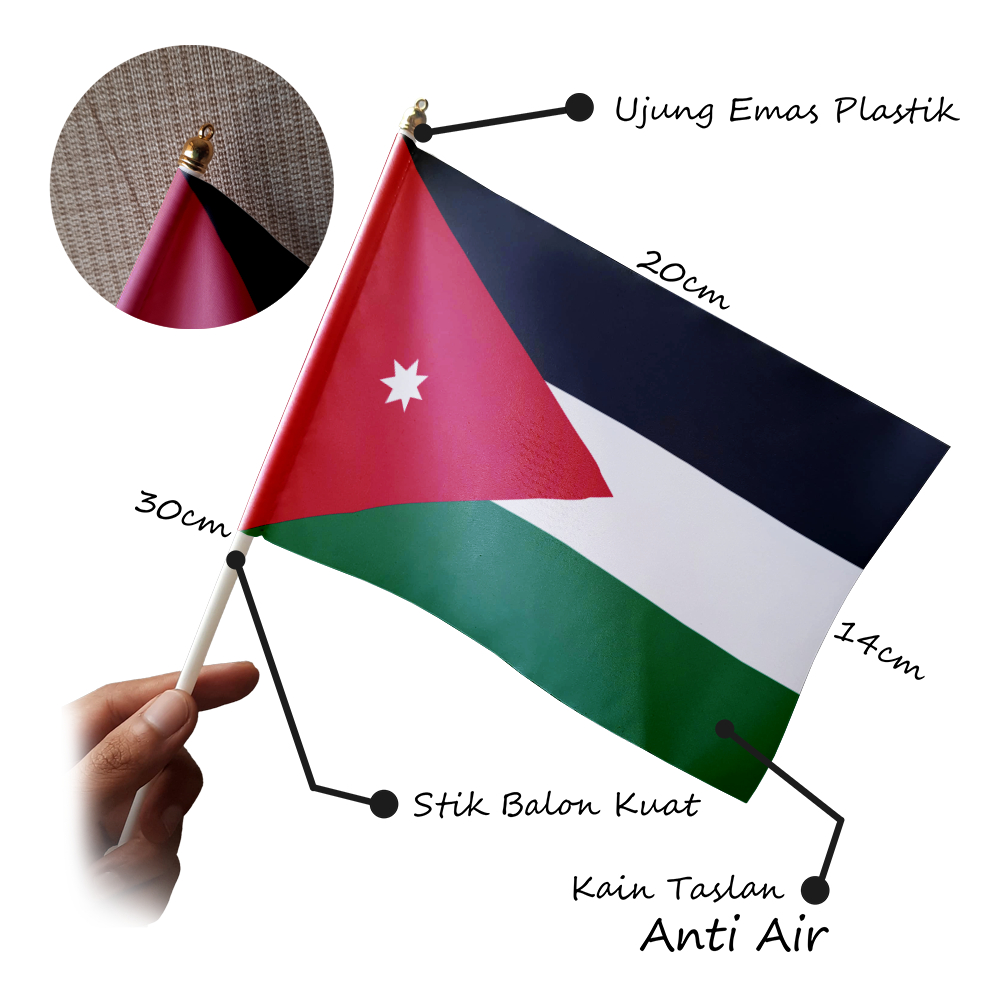 Jordan Country Hand Flag - Small Parade Stick, Quality Waterproof ...