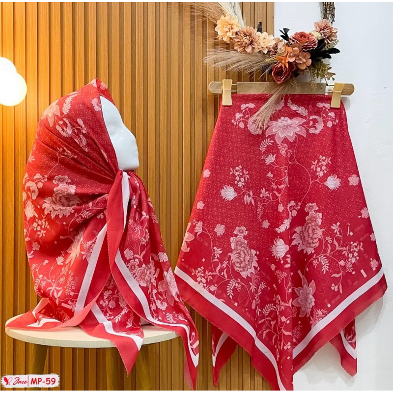 MERAH PUTIH Red And White MOTIF Rectangular HIJAB // Independence ...