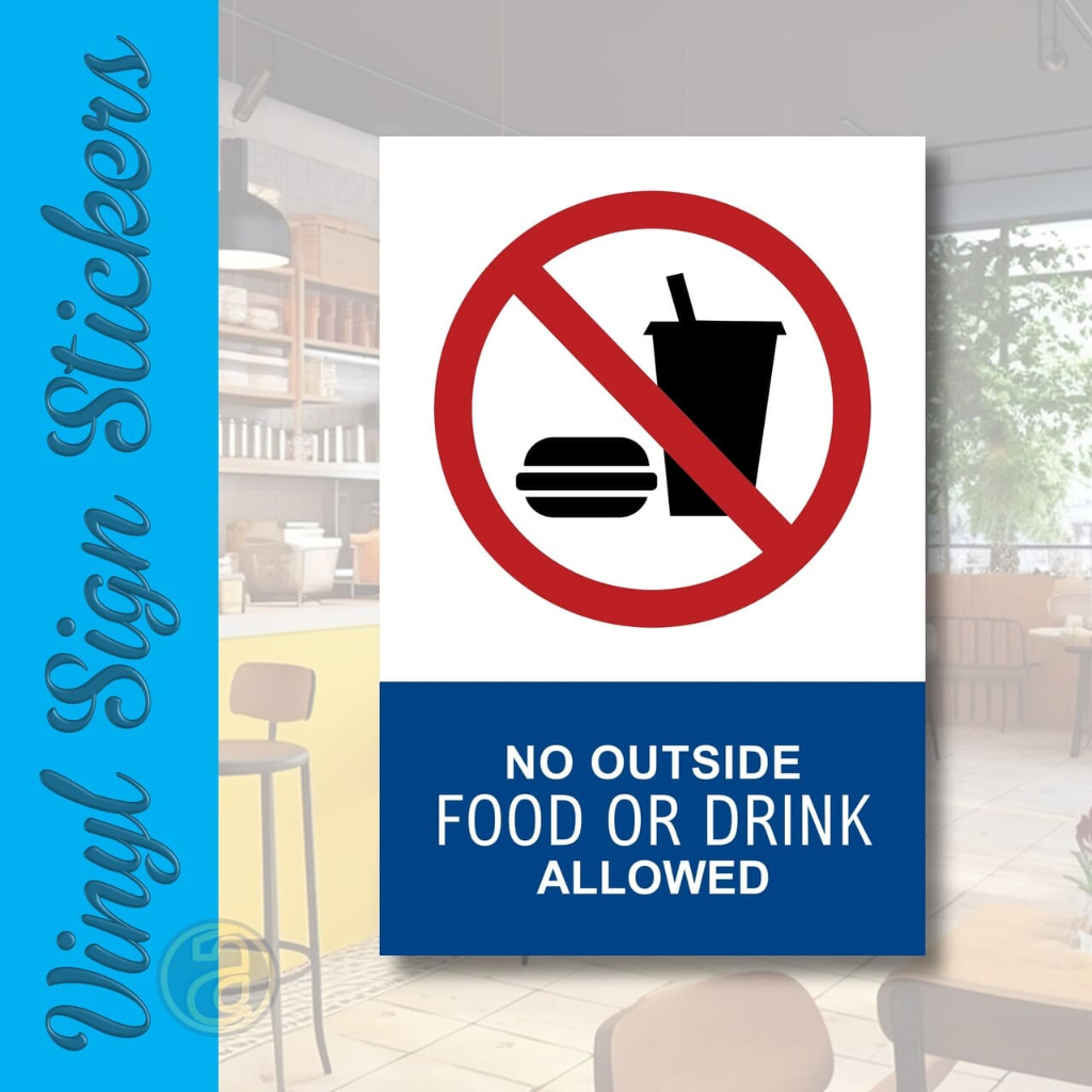 No Outside Food or Drink Allowed Sticker 20x30 cm Prohibition Sign No ...