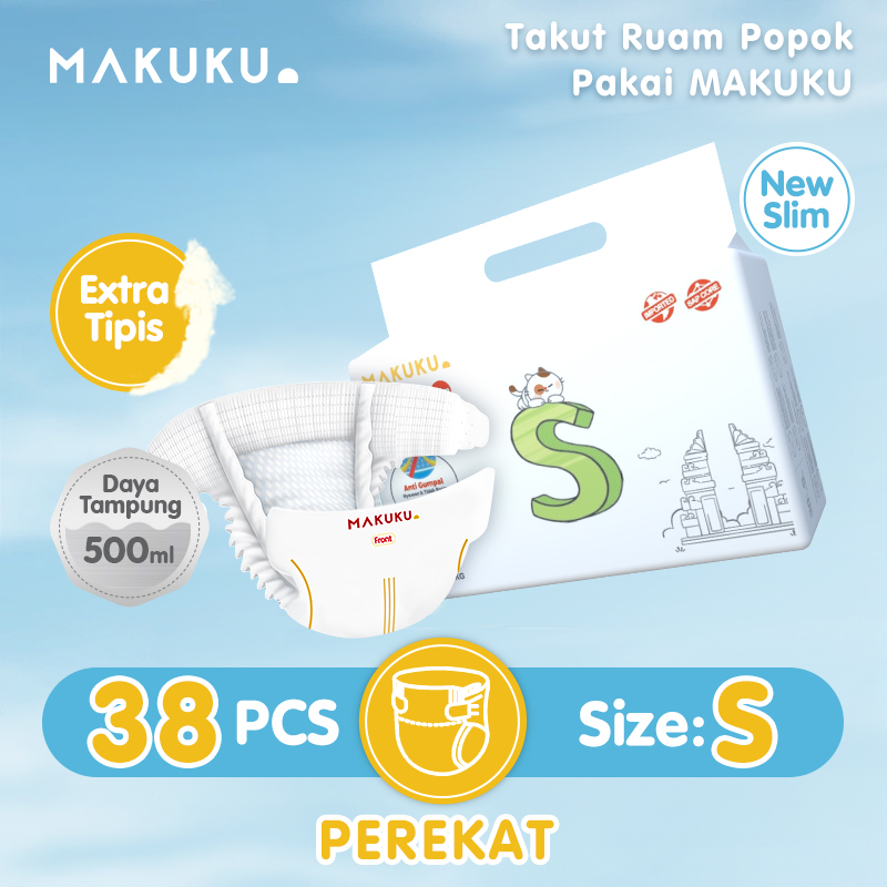 Makuku SAP Diapers Slim Adhesive S38 Extra Dry Anti-Clump Thin Baby ...