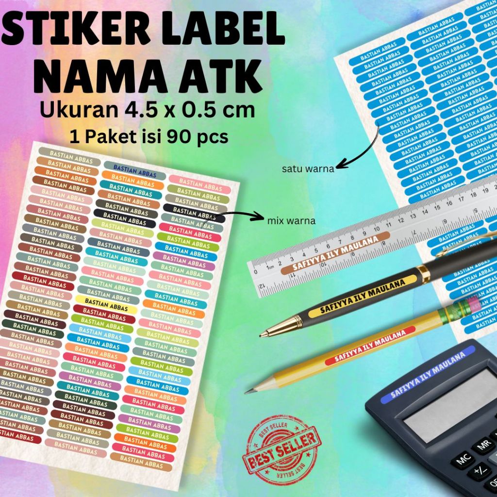 Atk Name LABEL Sticker BALLPOINT Name Sticker Color Pencil Name Sticker ...