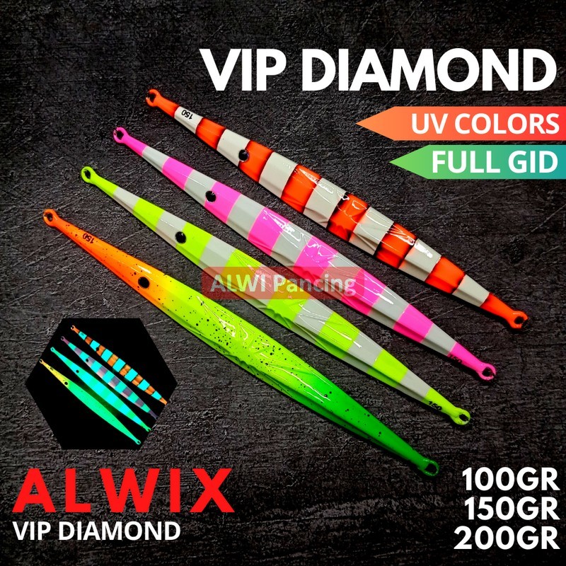 Alwix Metal Jig Full GID VIP DIAMOND LONG 100gr 150gr 200gr Slow ...