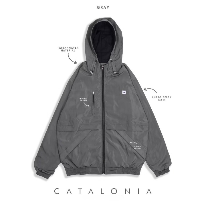 Catalonia Windbreaker Casual Jacket - Gray | Shopee Philippines