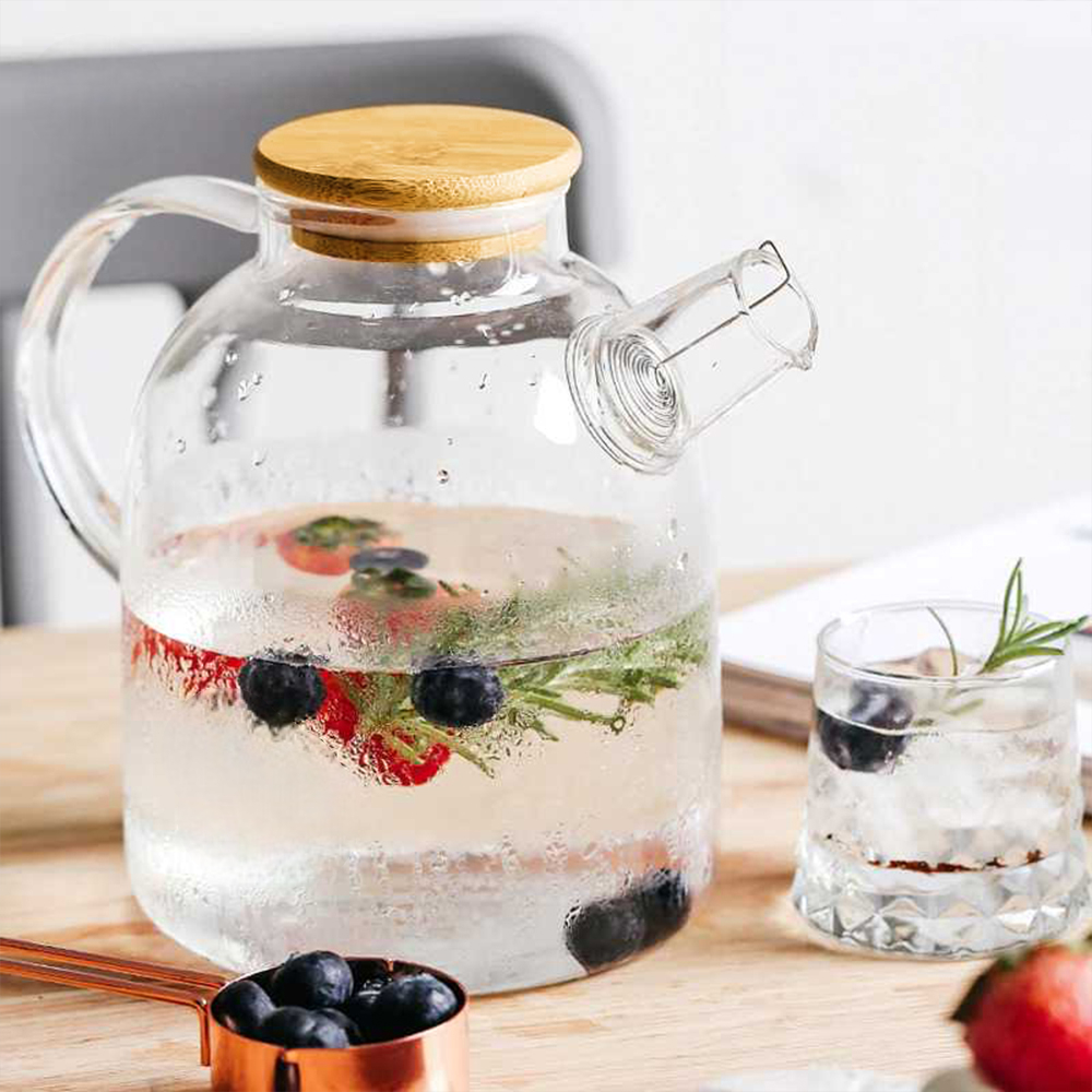 KAYU Aesthetic Pitcher Teapot Wooden Lid Cooking Water Tea Teapot Maker ...