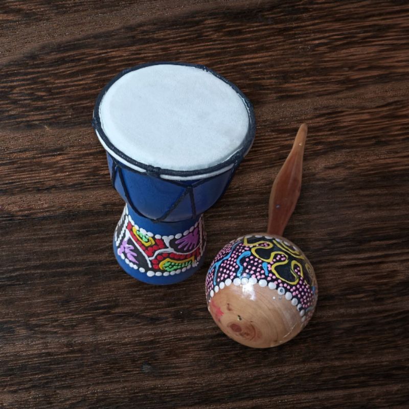 Percussion musical instrument package drum jimbe 15 cm + maracas ...