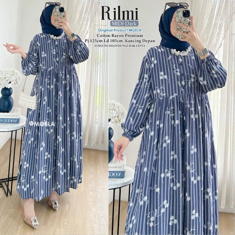 MOELA - (MOTIF) RILMI GARIN MIDI DRESS MOELA HIJAB LABELED AND ORIGINAL ...