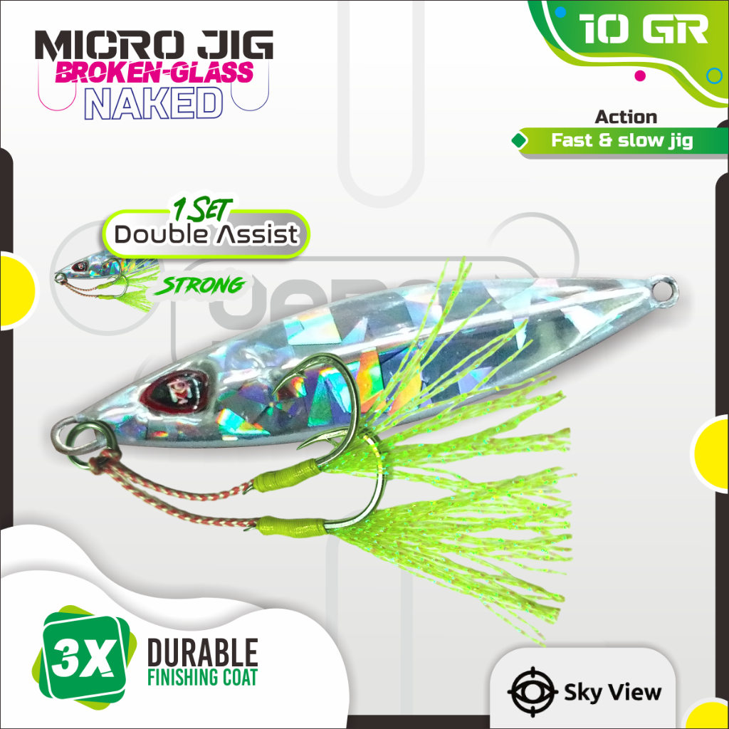 Micro Jig 10 Gram SKYVIU KOKA Set Double Assist Hook Bait Casting UL ...