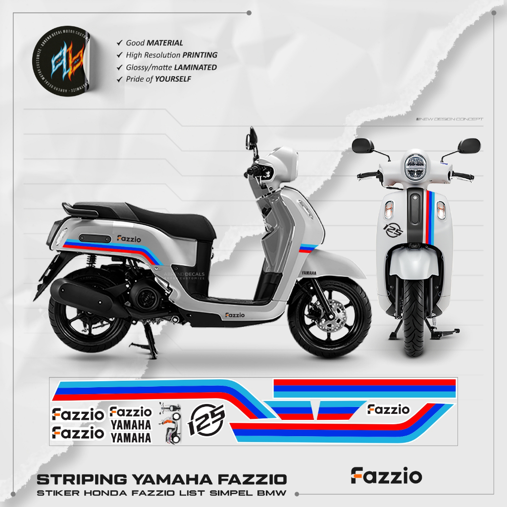 YAMAHA FAZZIO LIST SIMPLE STRIPING BMW MINIMALIST / TRANSPARENT GRAPHIC ...