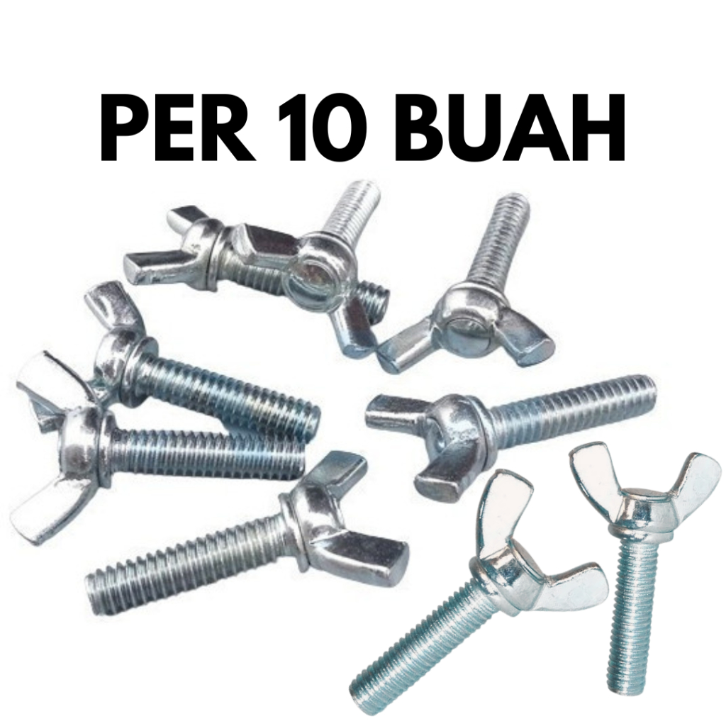 Per 10 Pieces Galvanized Wing Bolts M 10 x 40 mm Wing Butterfly Bolts ...