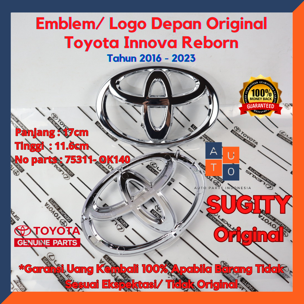 Original Front Logo Emblem Toyota Innova Reborn 2016-2023 No Part 75311 ...