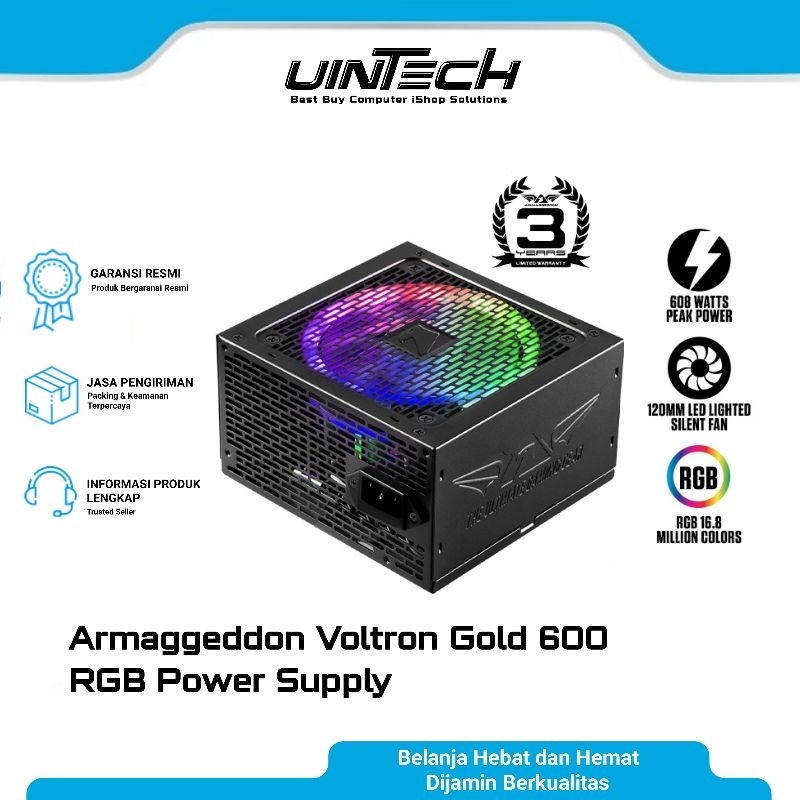 Armaggeddon Voltron Gold 600 PSU 80+ Gold Certified RGB Power Supply | Shopee Philippines