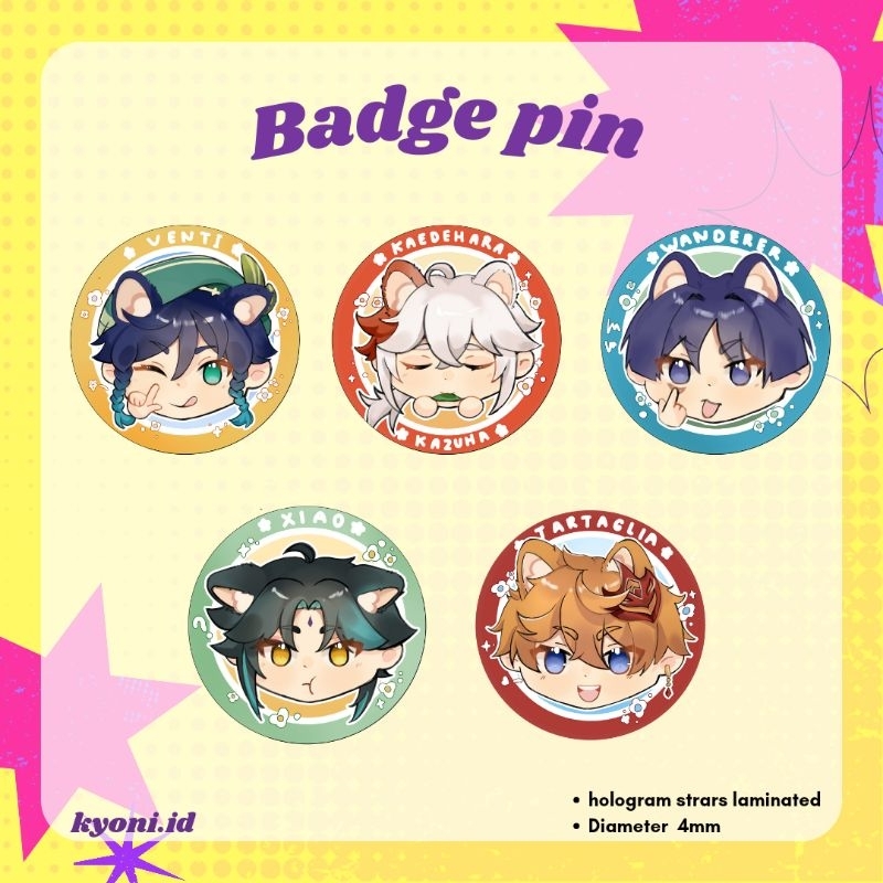 Star hologram laminated PIN BADGE | Genshin impact pin, kazuha, xiao ...