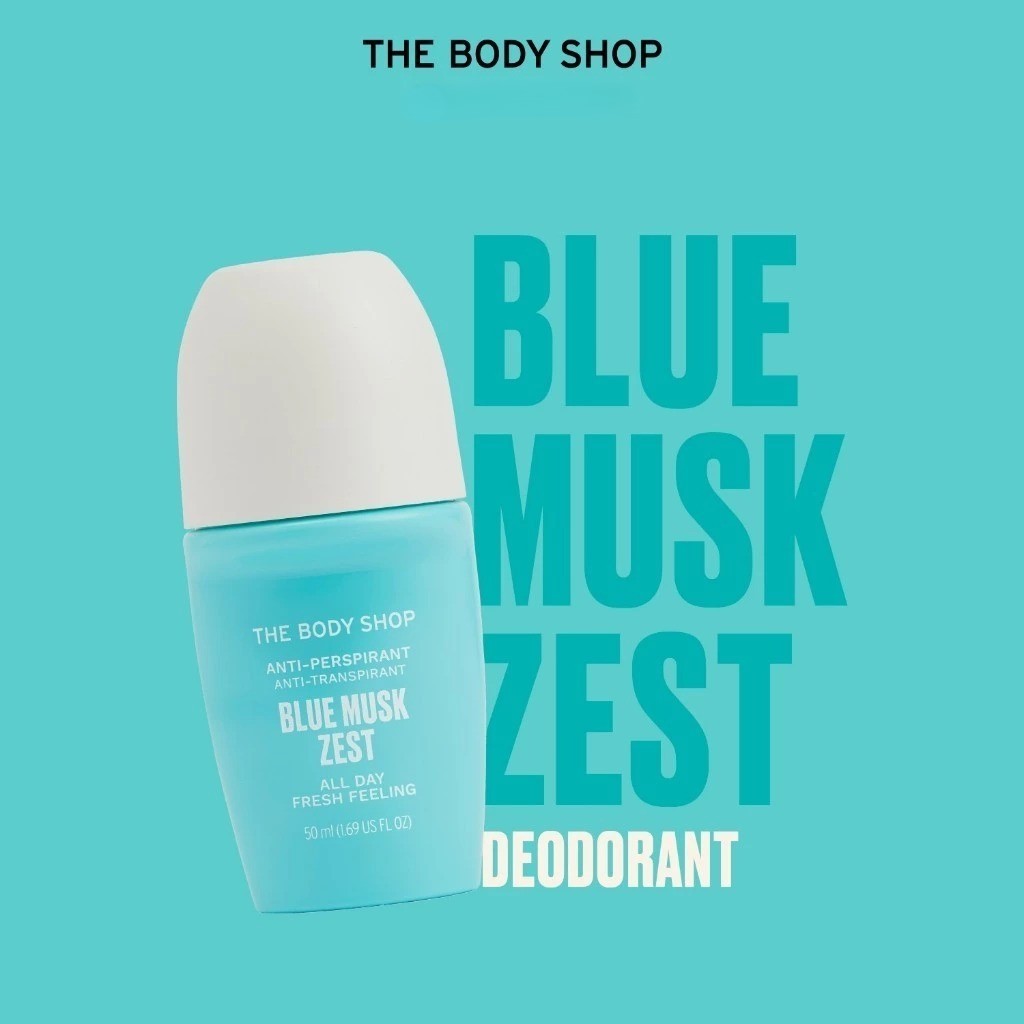 The Body Shop BLUE MUSK ZEST ANTIPERSPIRANT DEODORANT 50ML | Shopee ...