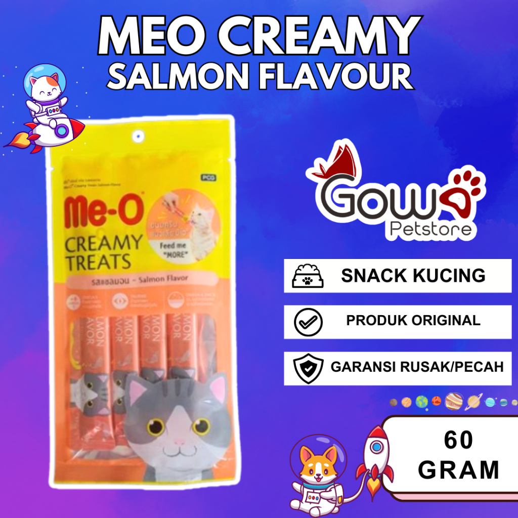 Meo Creamy Cat Snacks Salmon Flavor Cat Treats Food 60 gr | Shopee ...