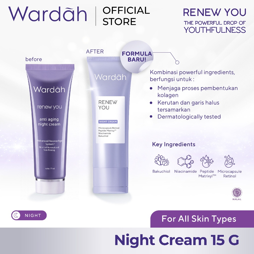 Wardah RENEW YOU NIGHT CREAM 15ML (New Packaging) | Shopee Philippines