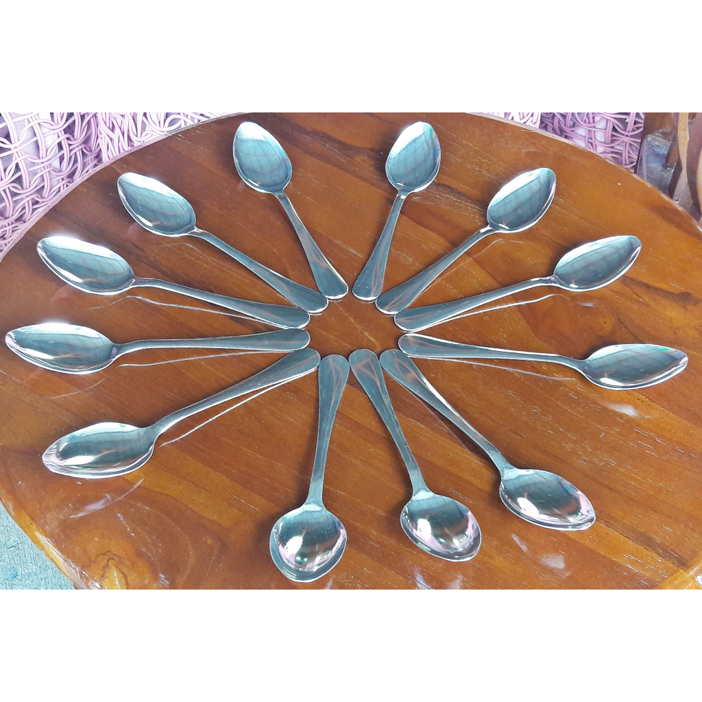 Super THICK Stainless Steel Cutlery Spoon contains 12 pcs | Shopee ...
