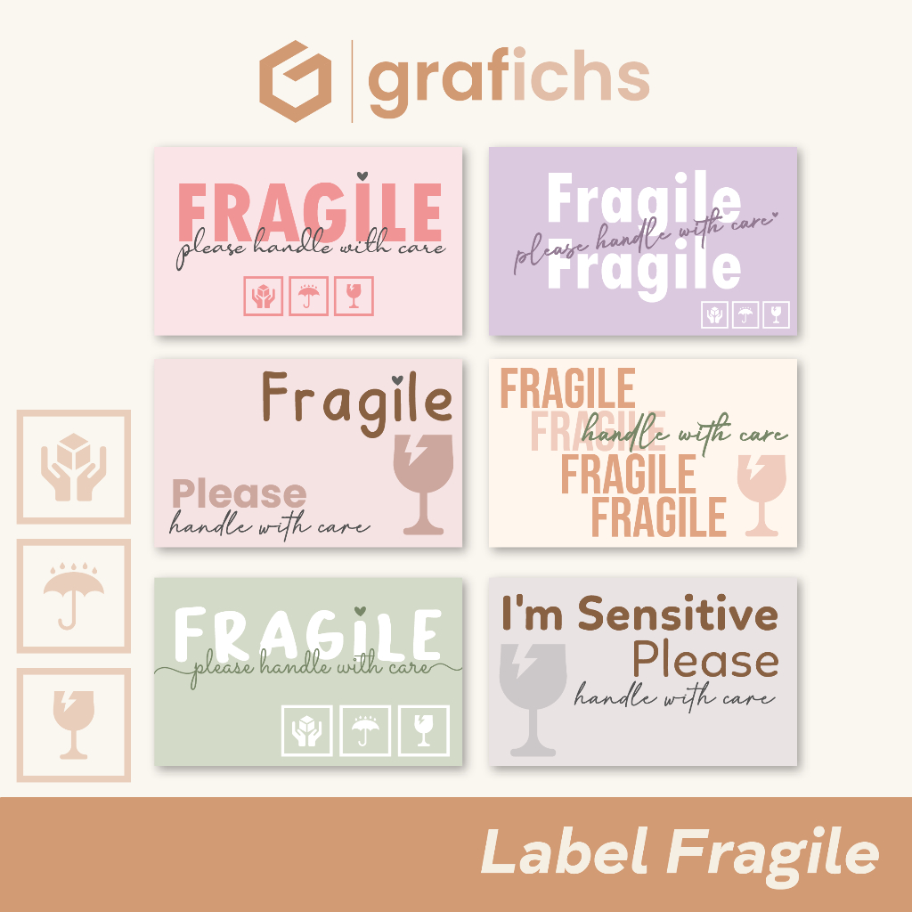 11-21 Pcs Fragile Premium Aesthetic Stickers FG07 - FG12 by Grafichs ...