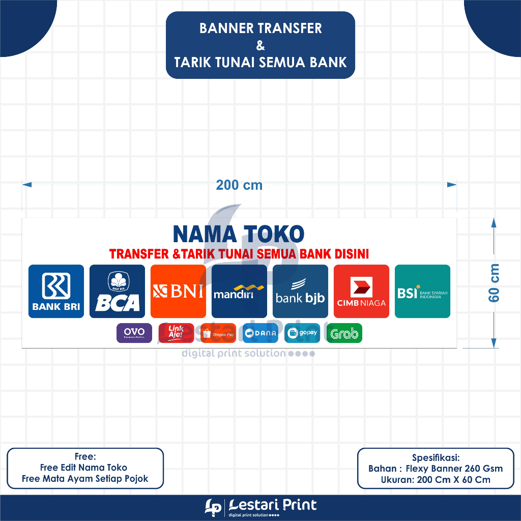 Print Transfer And Cash Withdrawal Banners Size 200cm x 60cm | Shopee ...
