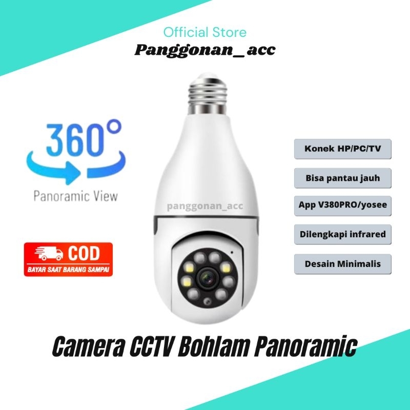 Smart ip Camera CCTV PANORAMIC Light Bulb V380/V380 pro HD 360 | Shopee ...