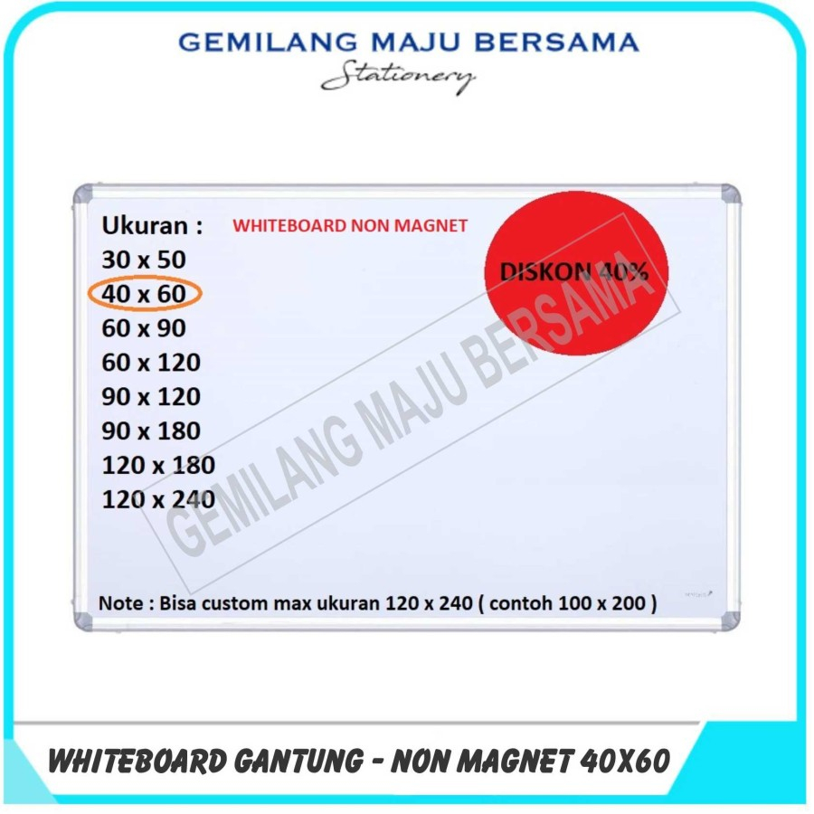 Whiteboard MAXI Whiteboard/ 40 x 60 CM (HANGING/ NON-MAGNETIC) | Shopee ...