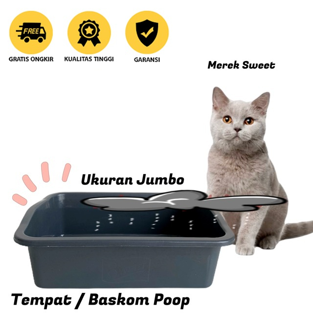 LITTER BOX Tempat Baskom Jumbo Kotoran Kucing 40 X 32 X 13 CM/ Tempat ...