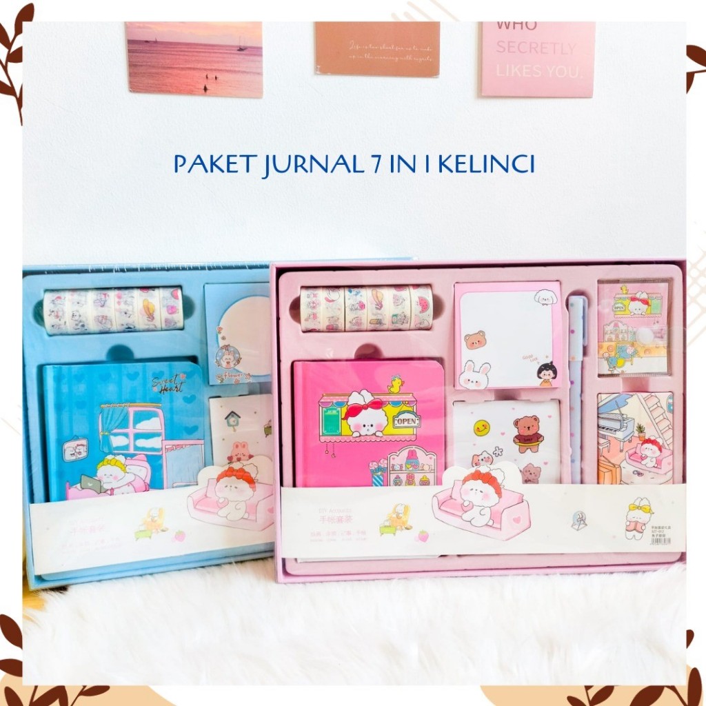 Journal Package 7 IN 1 Rabbit Free Box (, mini Book, Star Paper, sticky ...