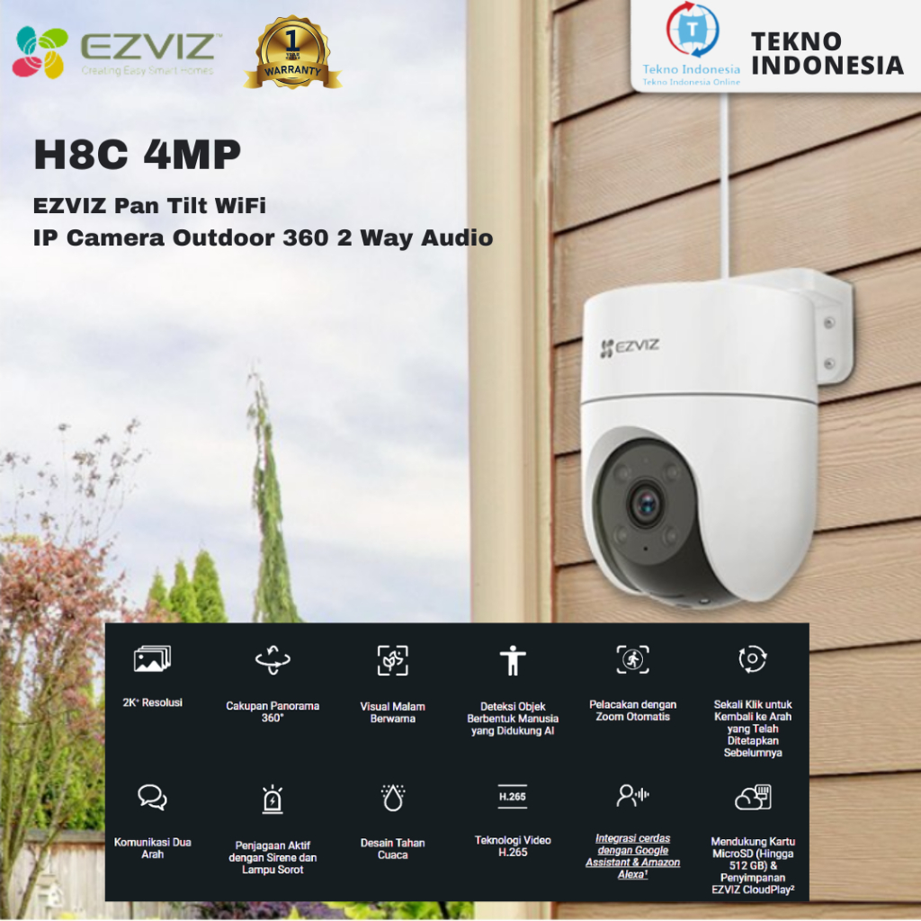 Tekno Indonesia - EZVIZ H8C 4MP Pan Tilt WiFi IP Camera 360 2 Way Audio Rotate Outdoor | Shopee ...