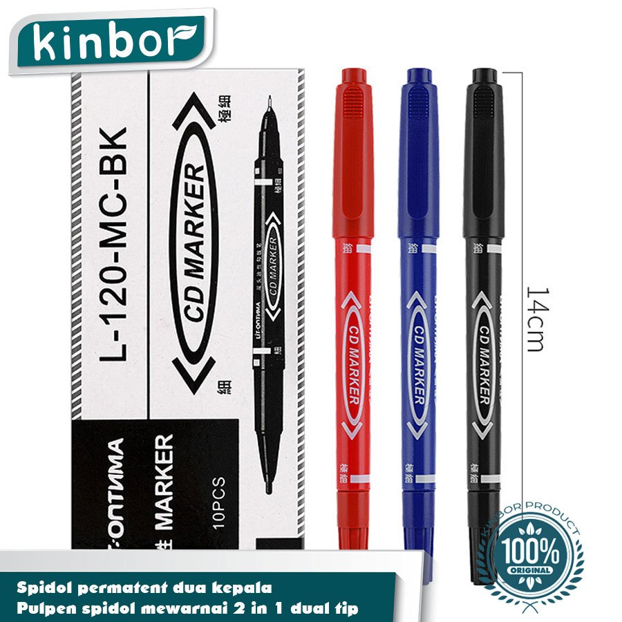 Marker/spidol permatent Two Heads/ 2 in 1 dual tip Coloring Marker Pen ...
