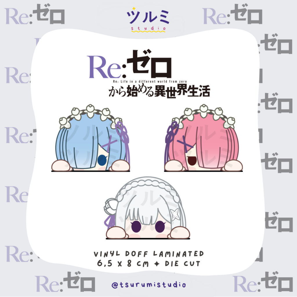 Re: Zero Chibi Sticker Emilia, Rem, Ram by tsurumistudio | Shopee ...