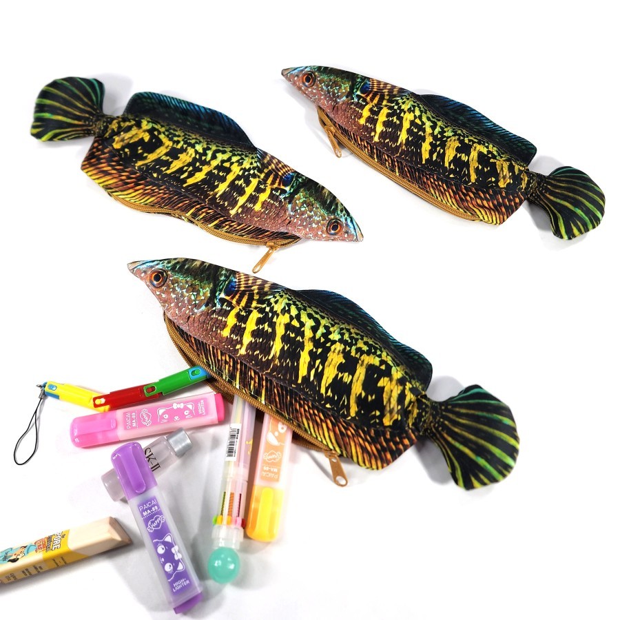 Snakehead Fish Pouch Pencil Holder Make Up Stationery Channa Auranti ...
