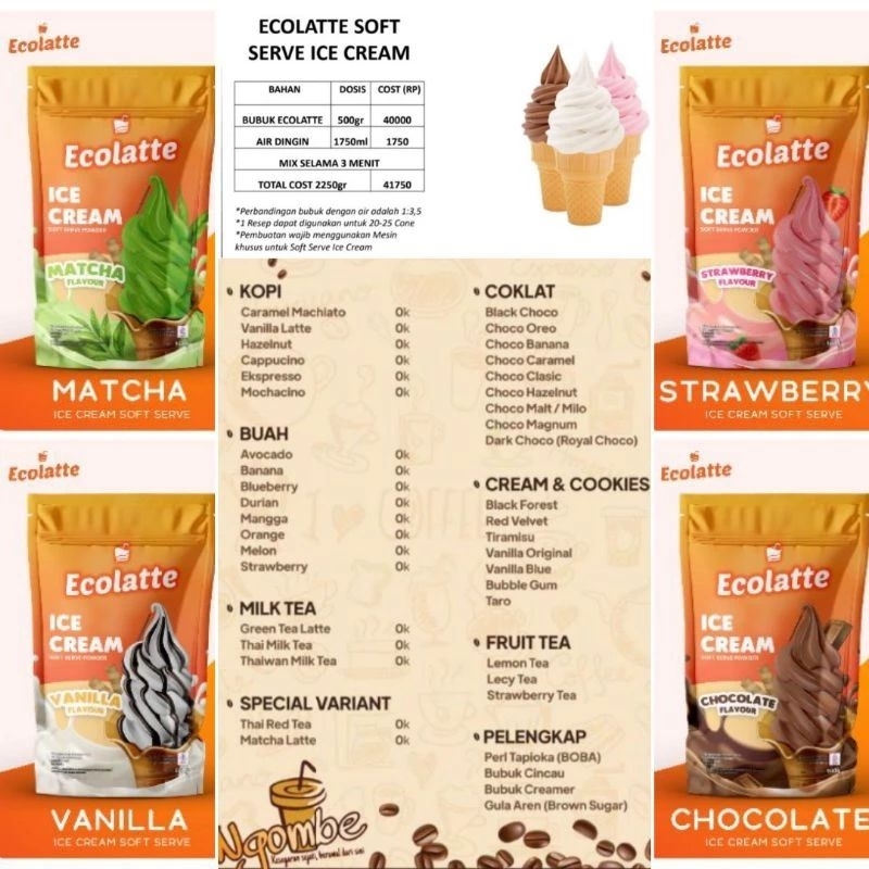 Ecolatte ICE CREAM POWDER SOFT SERVE POWDER (EX CHO' LATTE) | Shopee ...