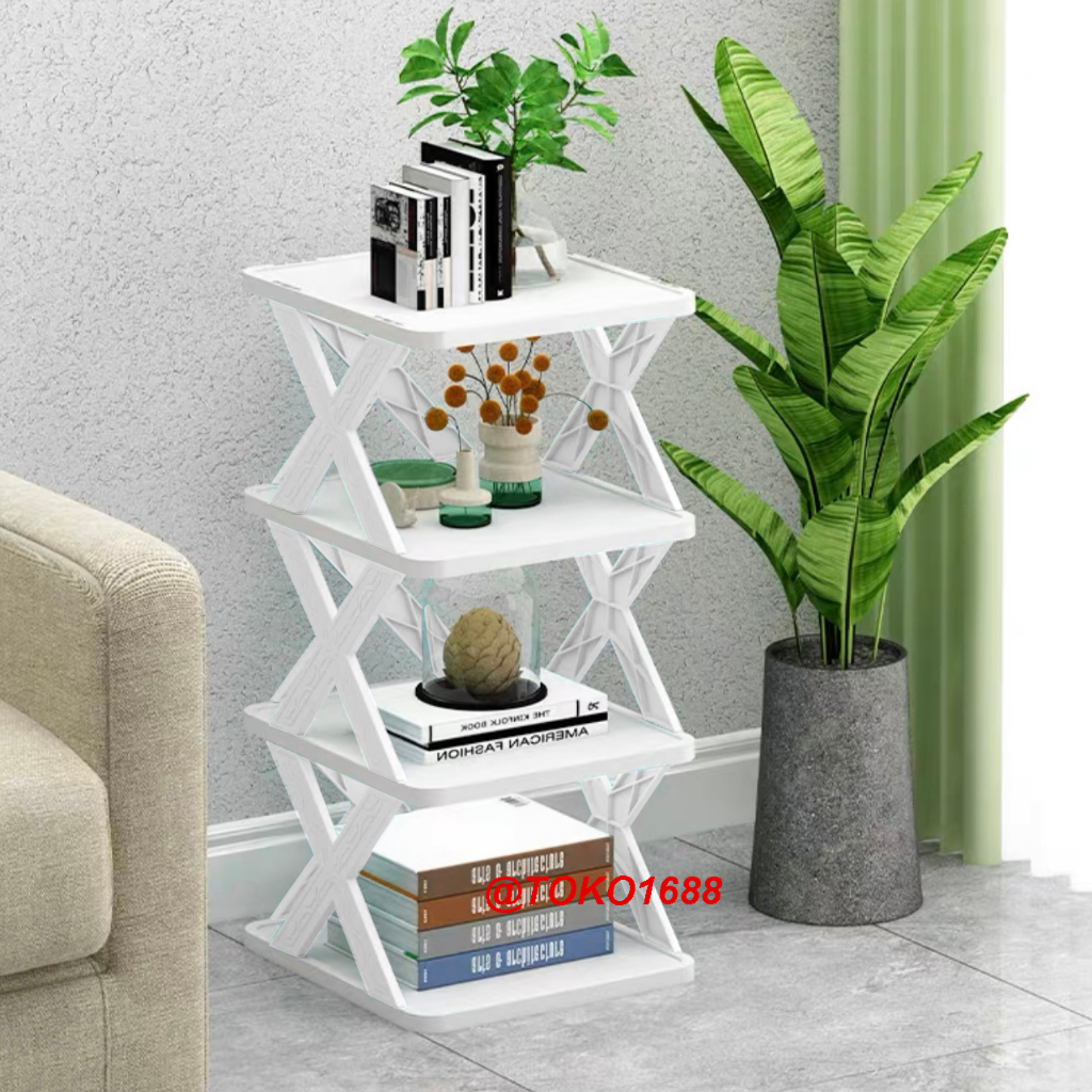 Plastic X shoe rack, 4 layer multi-purpose shoe rack | Shopee Philippines