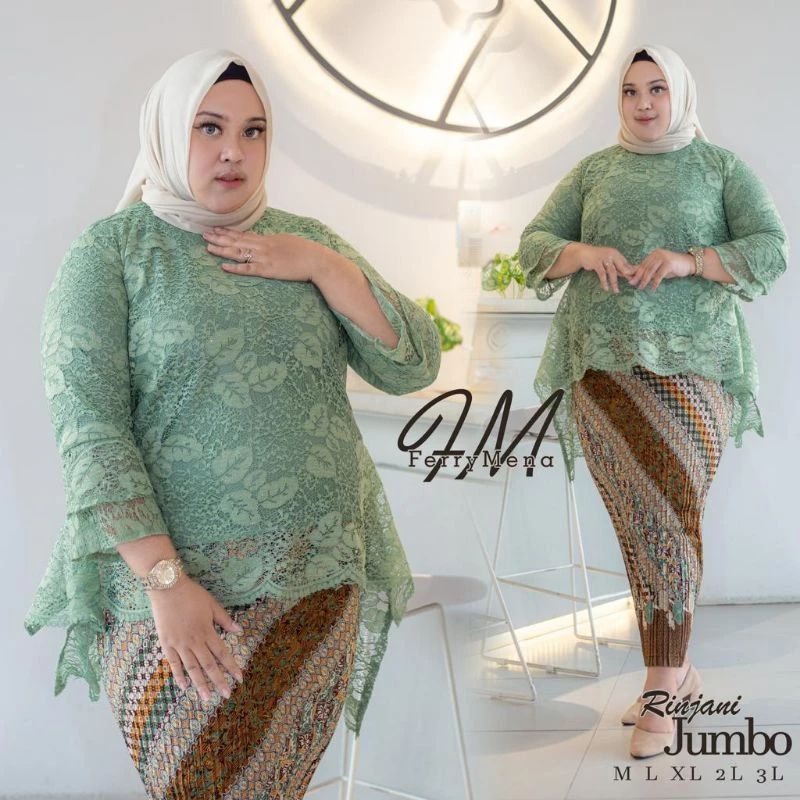 PUTIH MERAH HITAM HIJAU Jumbo Kebaya Suit Ld 130 for Fat Body Rinjani ...