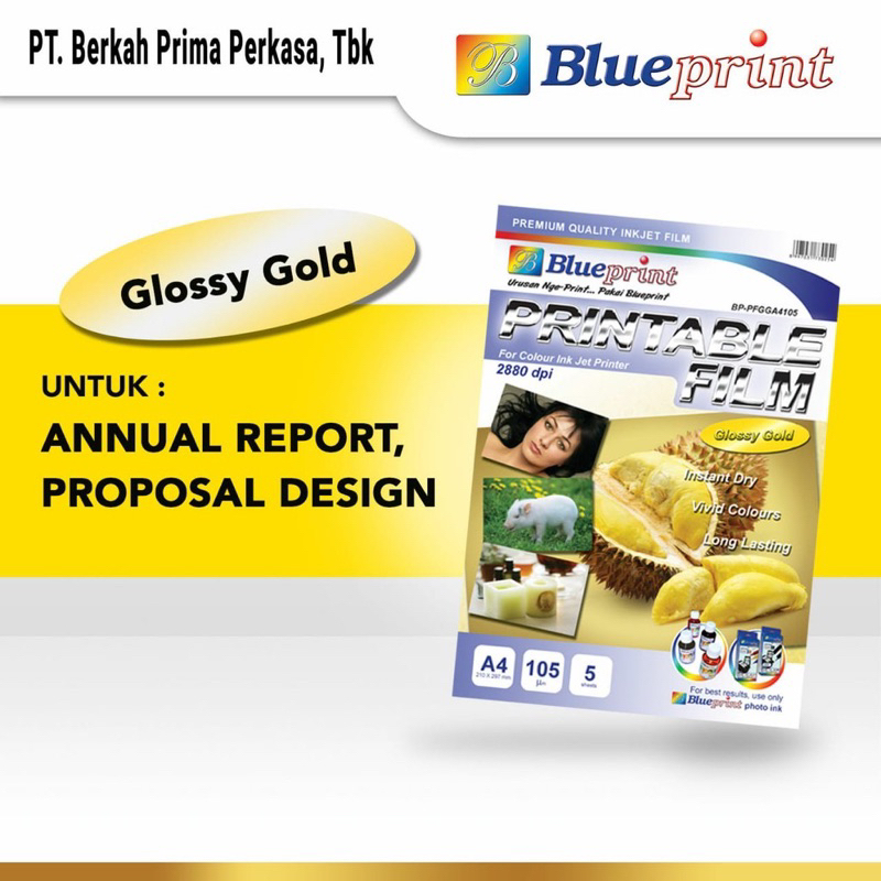 Glossy GOLD BLUEPRINT A4 Printable Film Paper (5 Sheets) | Shopee ...