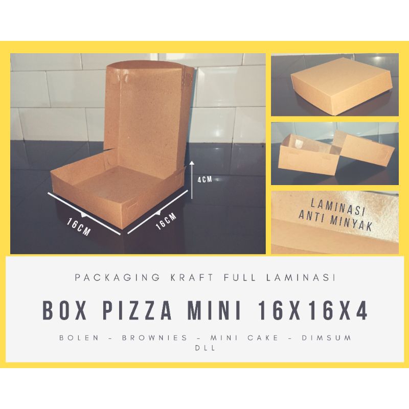 Mini PIZZA BOX 16X16 KRAFT LAMINATED DUS TAKOYAKI LUNCH BOX | Shopee ...