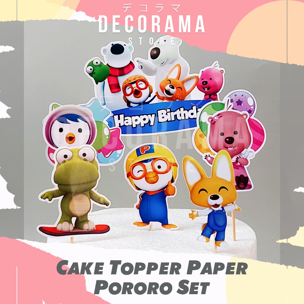 Pororo Cake Topper Set CHILDREN'S BIRTHDAY Cake DECORATION | Shopee ...
