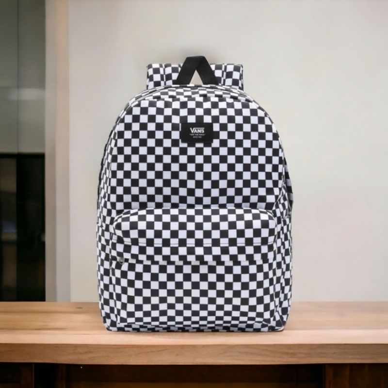 Vans Logo Checkerboard Backpack / Bagpack Original 100% | Shopee ...