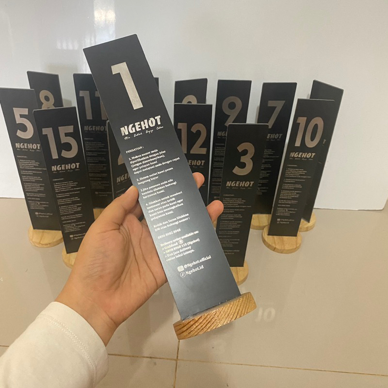 Acp laser engraved cafe restaurant table numbers 30x6cm custom | Shopee ...