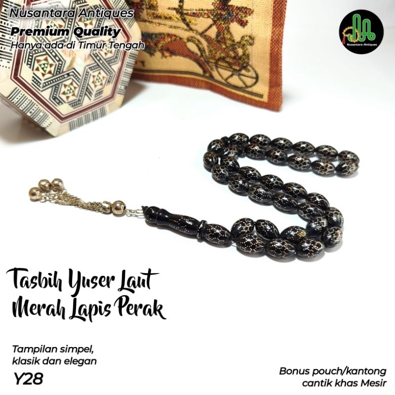 MERAH Tasbih Yuser Red Sea Yusr Egyptian Red Sea Original Silver Plated ...