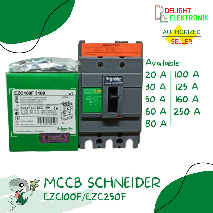 Mccb Breaker Schneider EZC100F 3 Phase 20A 30A 50A 60A 80A 100A 250A ...
