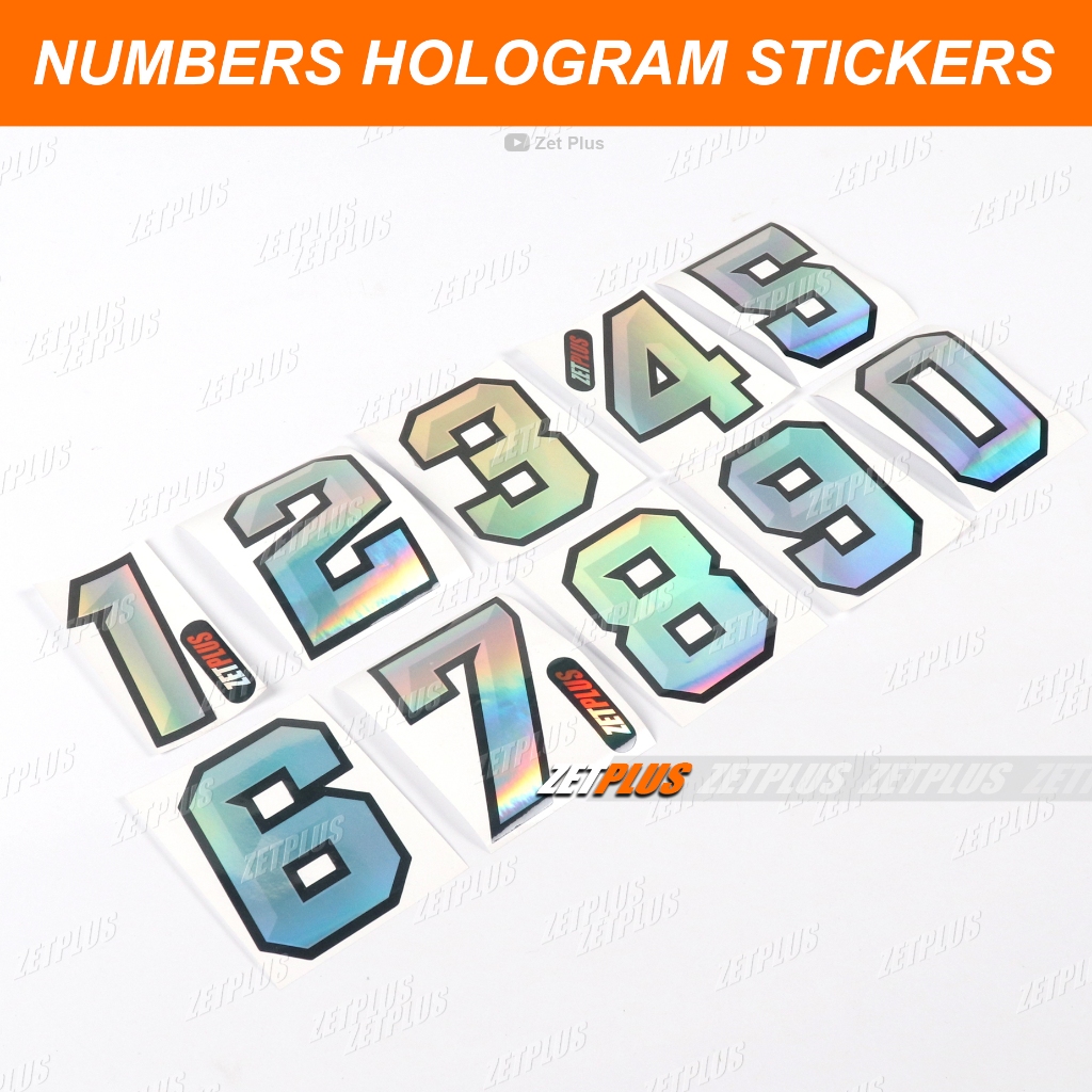 Racing NUMBERS HOLOGRAM sticker / number 1 2 3 4 5 6 7 8 9 0 sticker ...