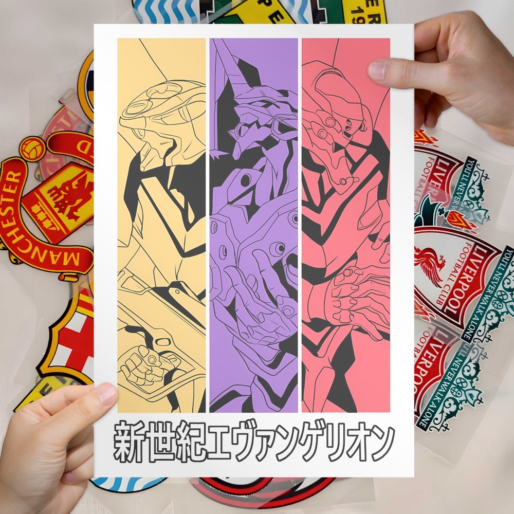 Sablon Print DTF Digital Anime Neon Genesis Evangelion Trio Eva Series ...