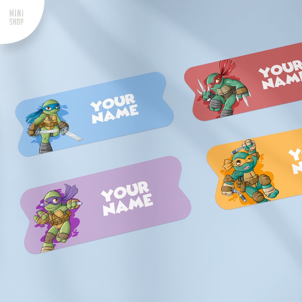 Custom Waterproof Ninja Turtles Name Sticker ( Leonardo Michael Angelo ...
