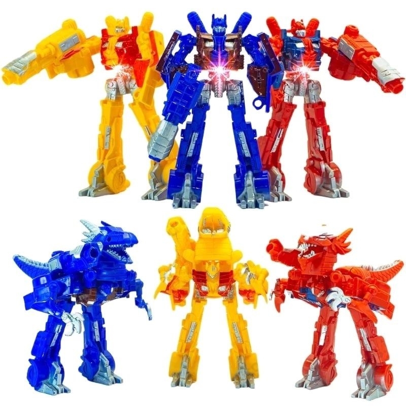 Robot Toy - T-Rex Transform Robot Toy with LED Light Chest - Turns into ...