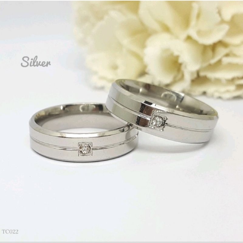 TITANIUM SILVER RING WITH GEM ACCENTS, ANTI-RUST & ANTI-FADE | Shopee ...